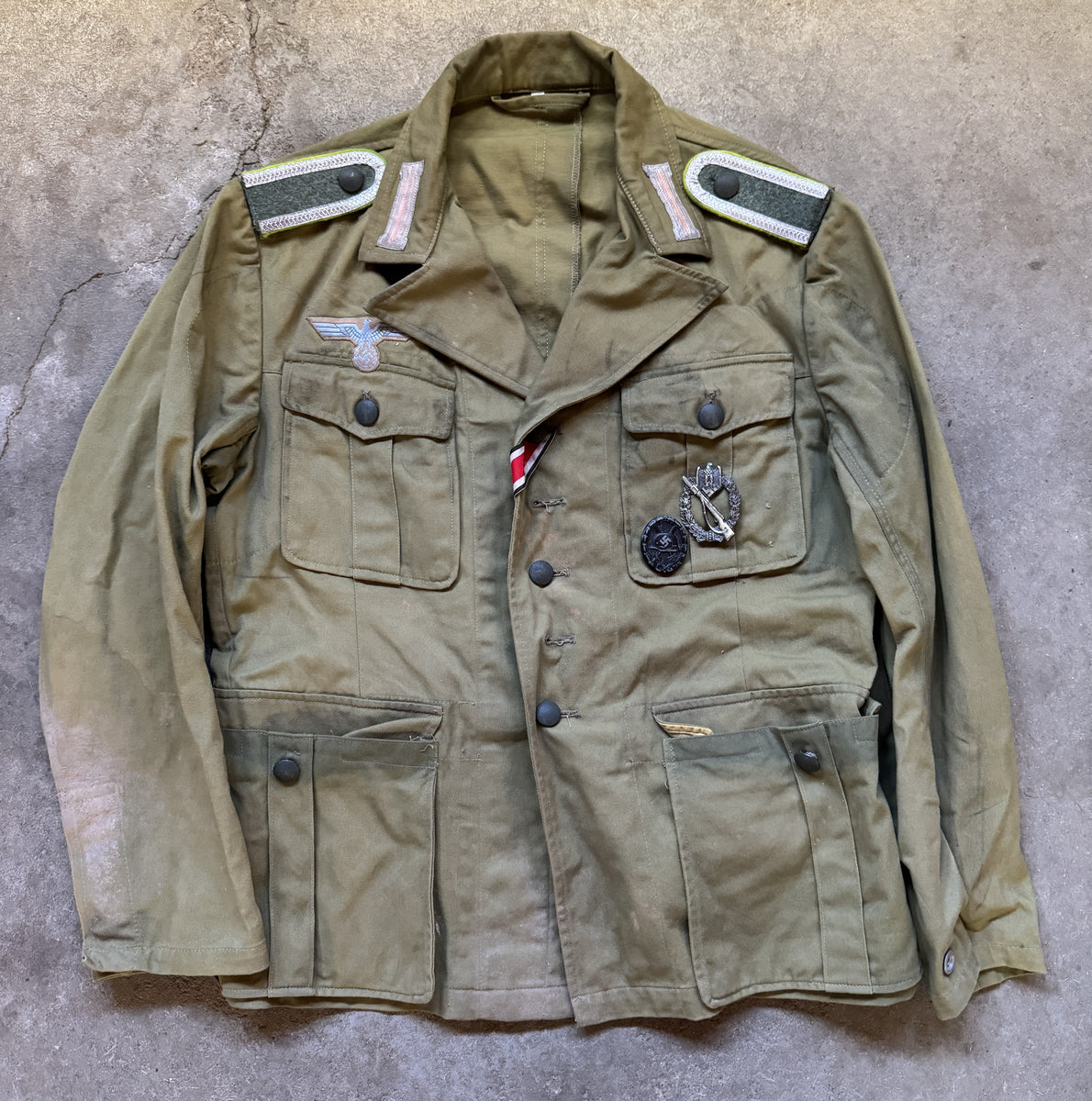 WW2 German M41 Tropical Tunic W/Awards. Worn by "Ewald" in Reveille. S ...