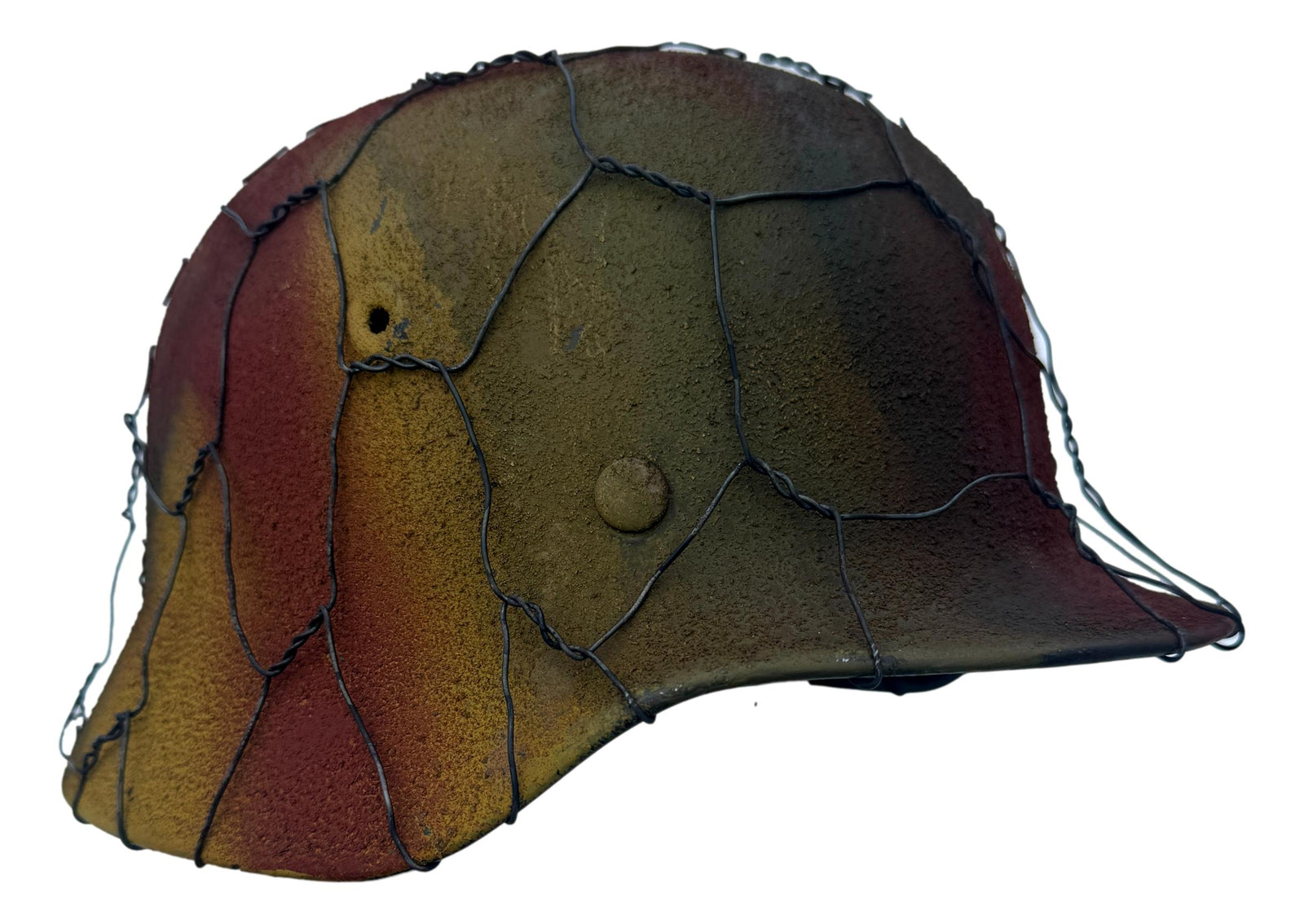 WW2 German M40 Rough Texture Camo Helmet With Normandy Chicken Wire 57 ...