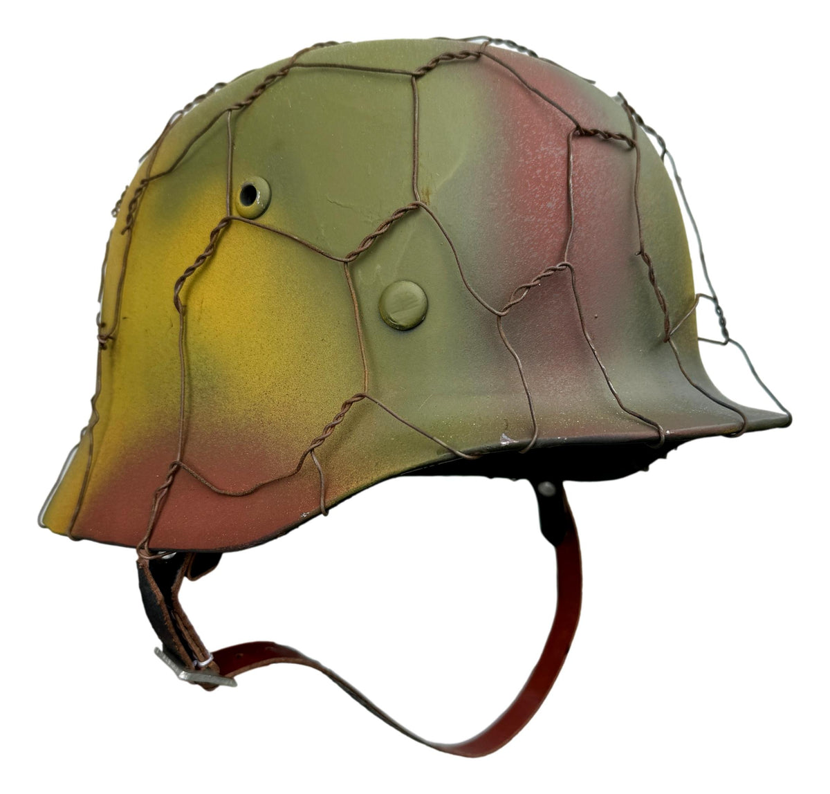 WW2 German Repro M35 Steel Helmet with "Normandy" Camo and Chicken Wir ...