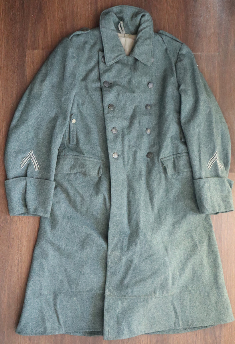 Swiss WW2 Era Wool Overcoat With Metal Buttons- Used- Corporal Chevron ...